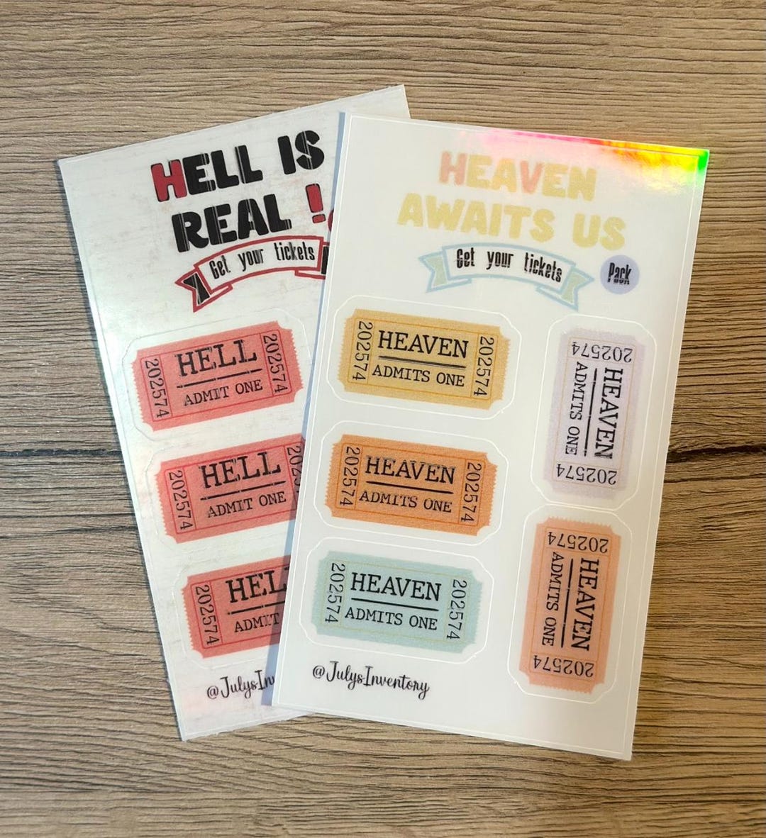 Heaven or Hell Ticket Stickers One Way Ticket Sticker Pack, Admit One ...