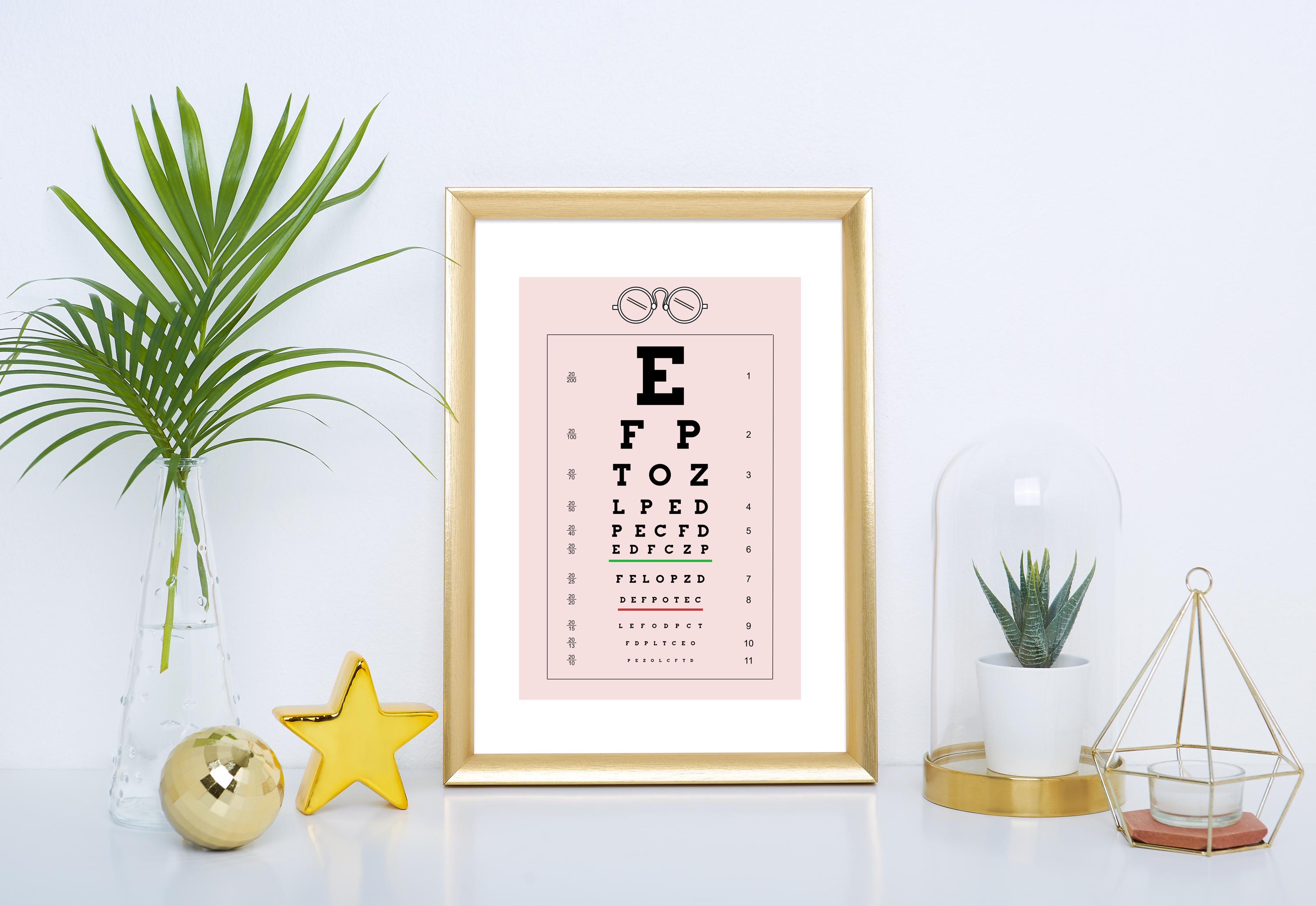 Eye Chart Poster Minimal Light Artwork Print Vintage Eye Doctor Picture ...