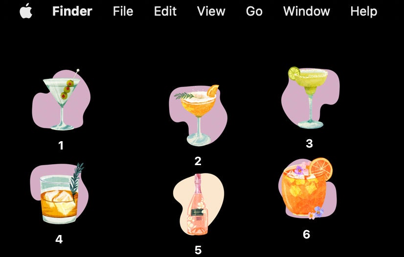 Cute Girl Martini Drinks Folder Icons Macbook Windows Laptop - Etsy