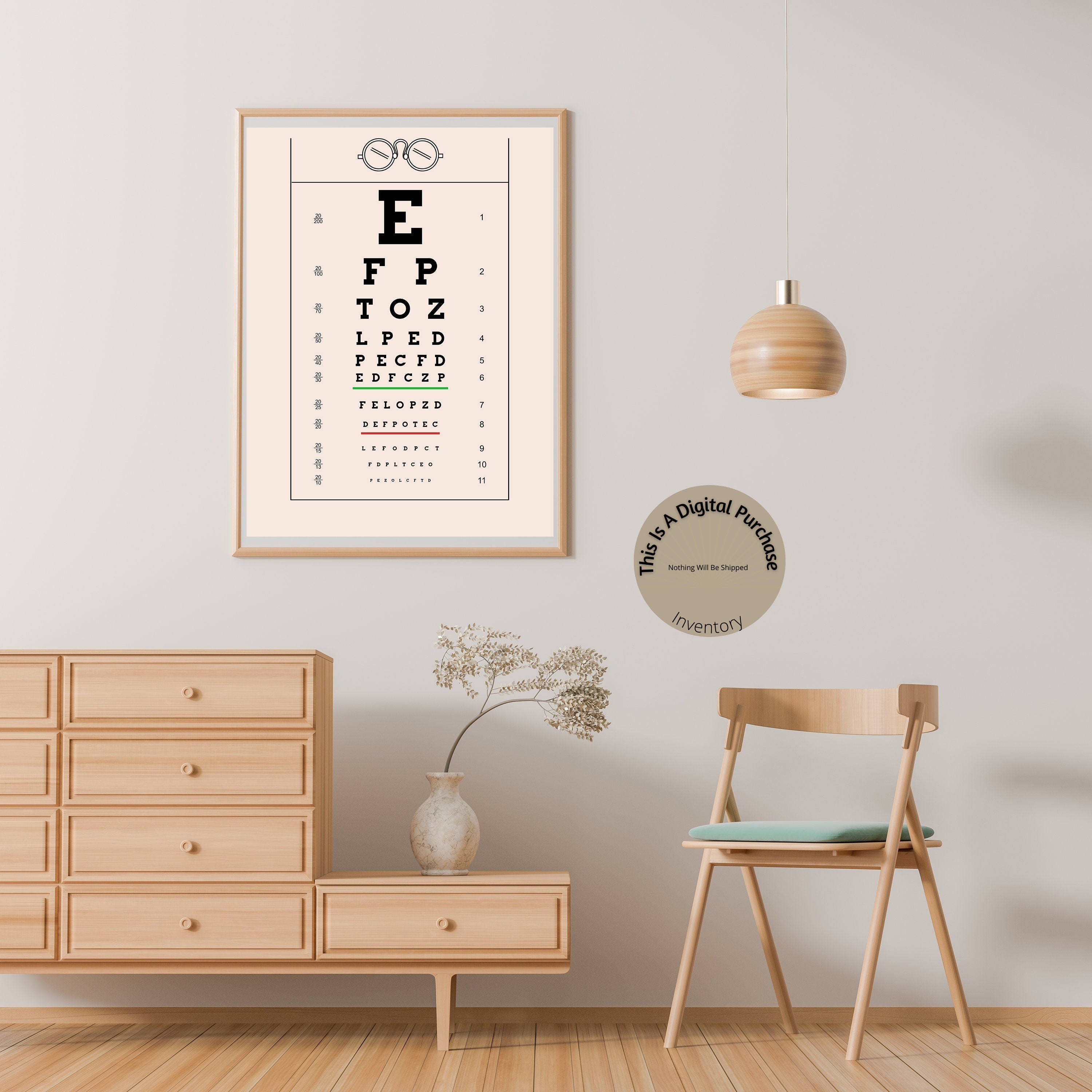 Eye Chart Poster Minimal Neutral Artwork Print, Vintage Eye Doctor ...