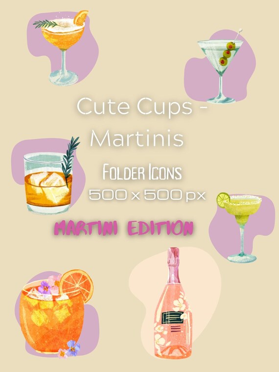 Cute Girl Martini Drinks Folder Icons Macbook Windows Laptop - Etsy