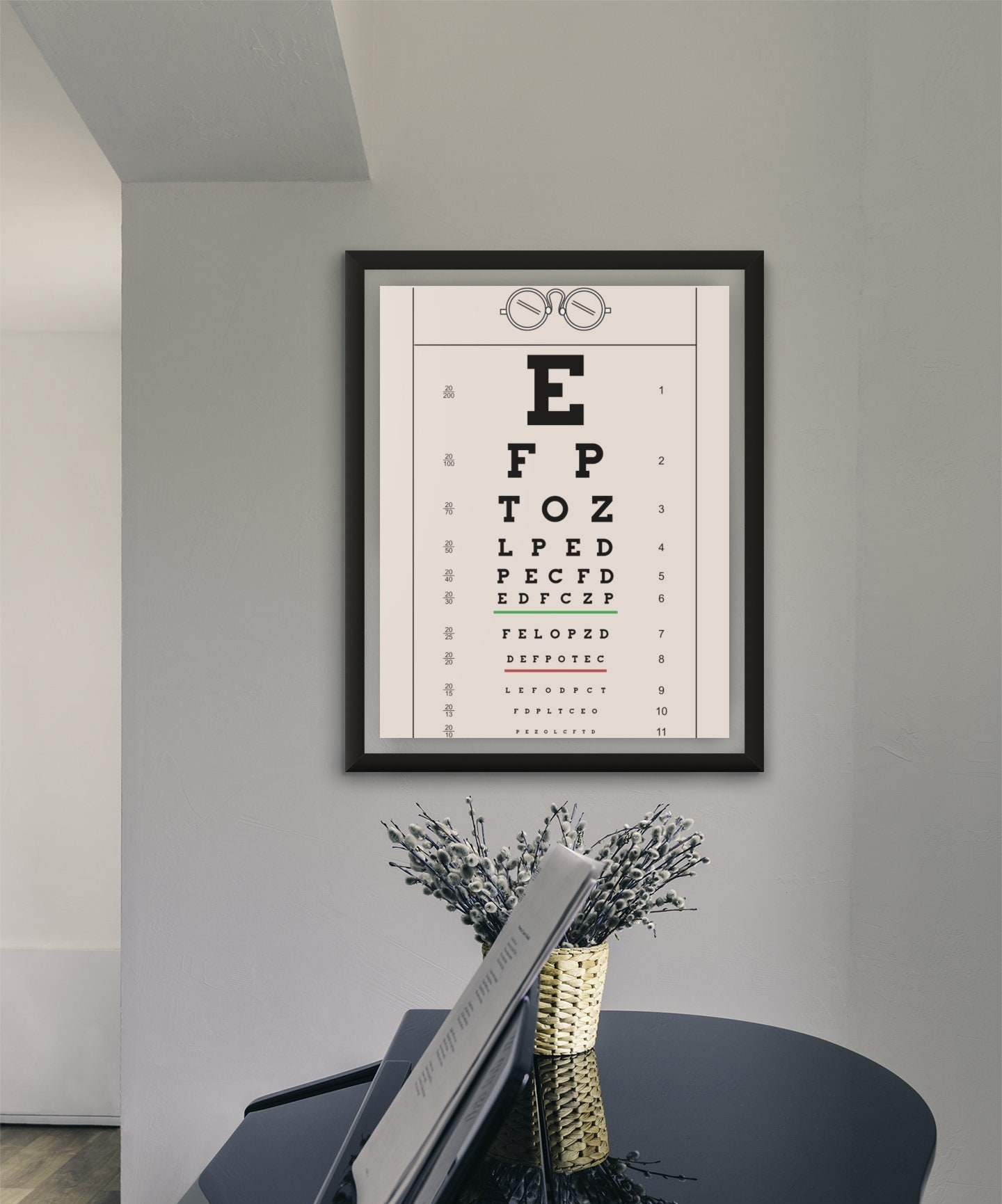 Eye Chart Poster Minimal Neutral Artwork Print, Vintage Eye Doctor ...