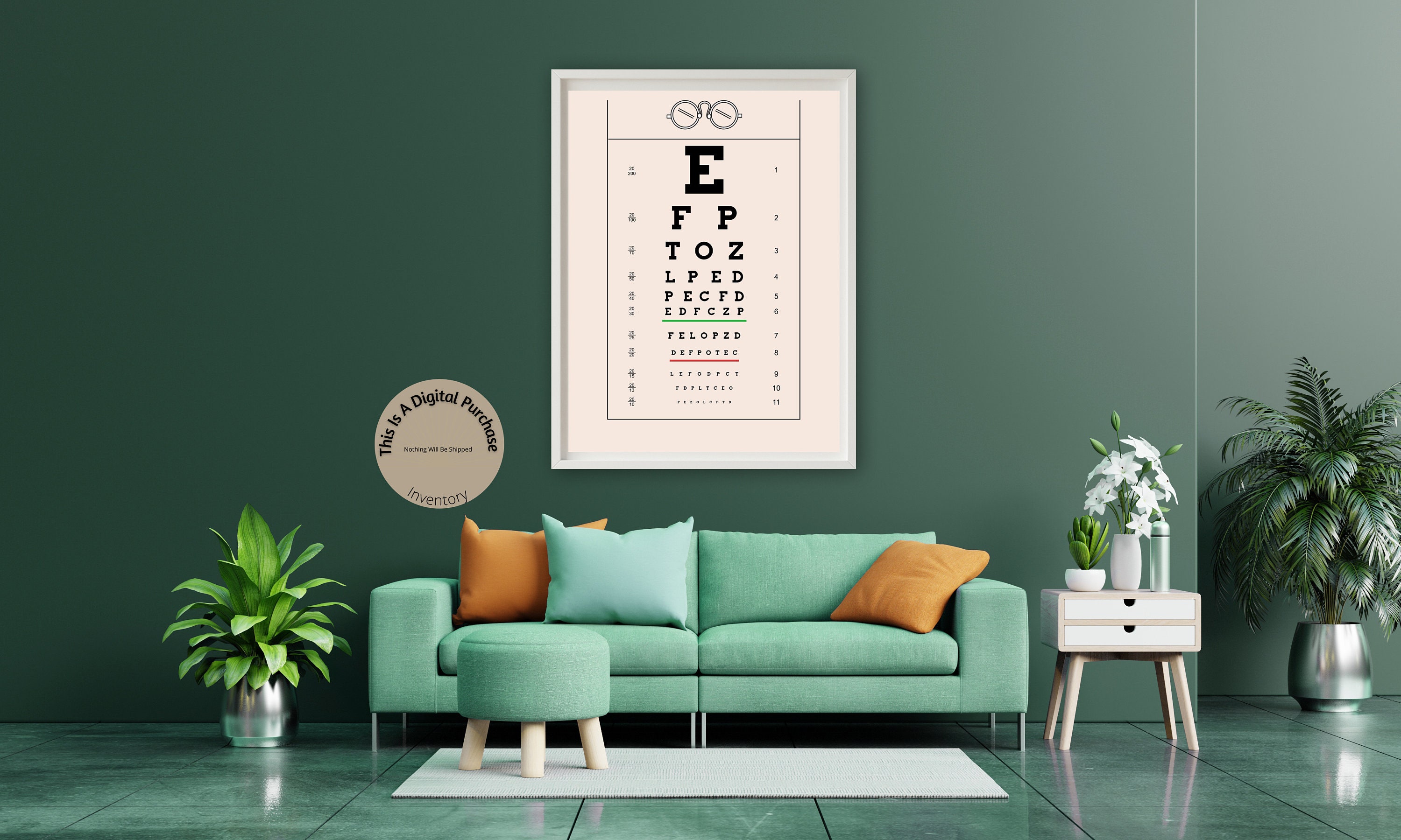 Eye Chart Poster Minimal Neutral Artwork Print, Vintage Eye Doctor ...