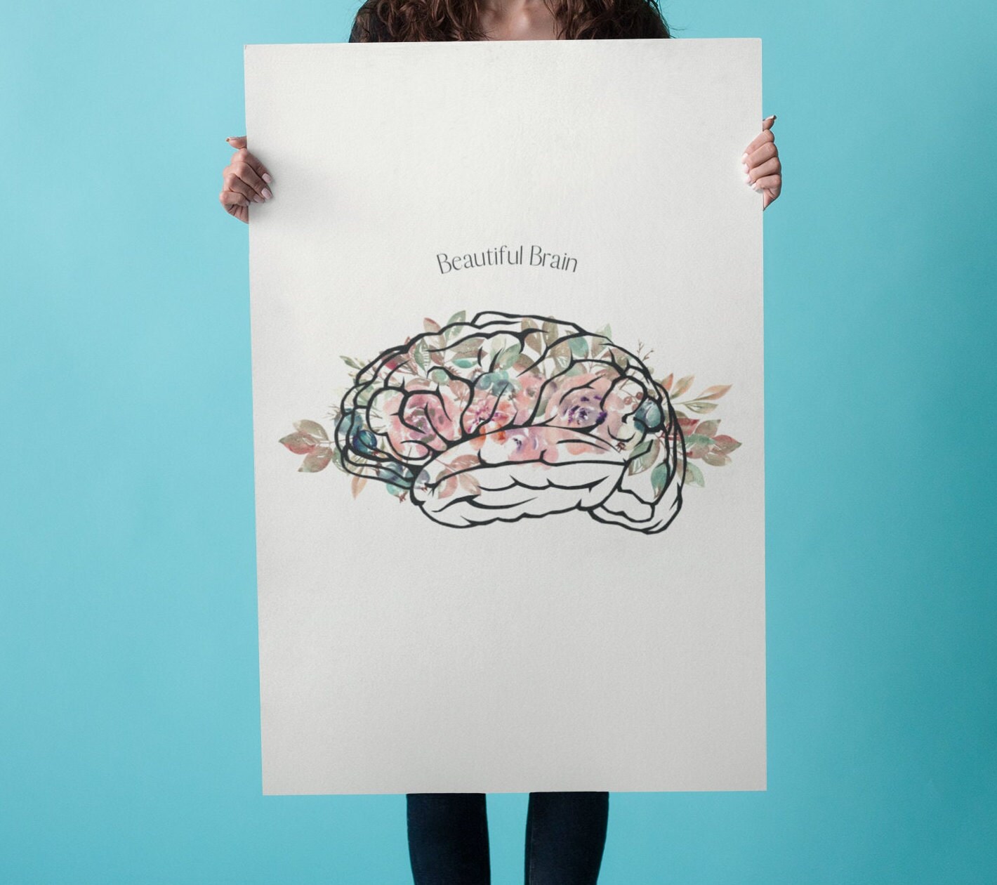 Beautiful Brain Minimal Boho Art Simple Cute Wall Art Trendy New Decor ...