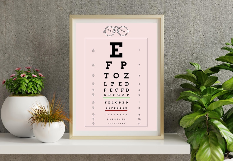 Eye Chart Poster Minimal Light Artwork Print Vintage Eye Doctor Picture ...