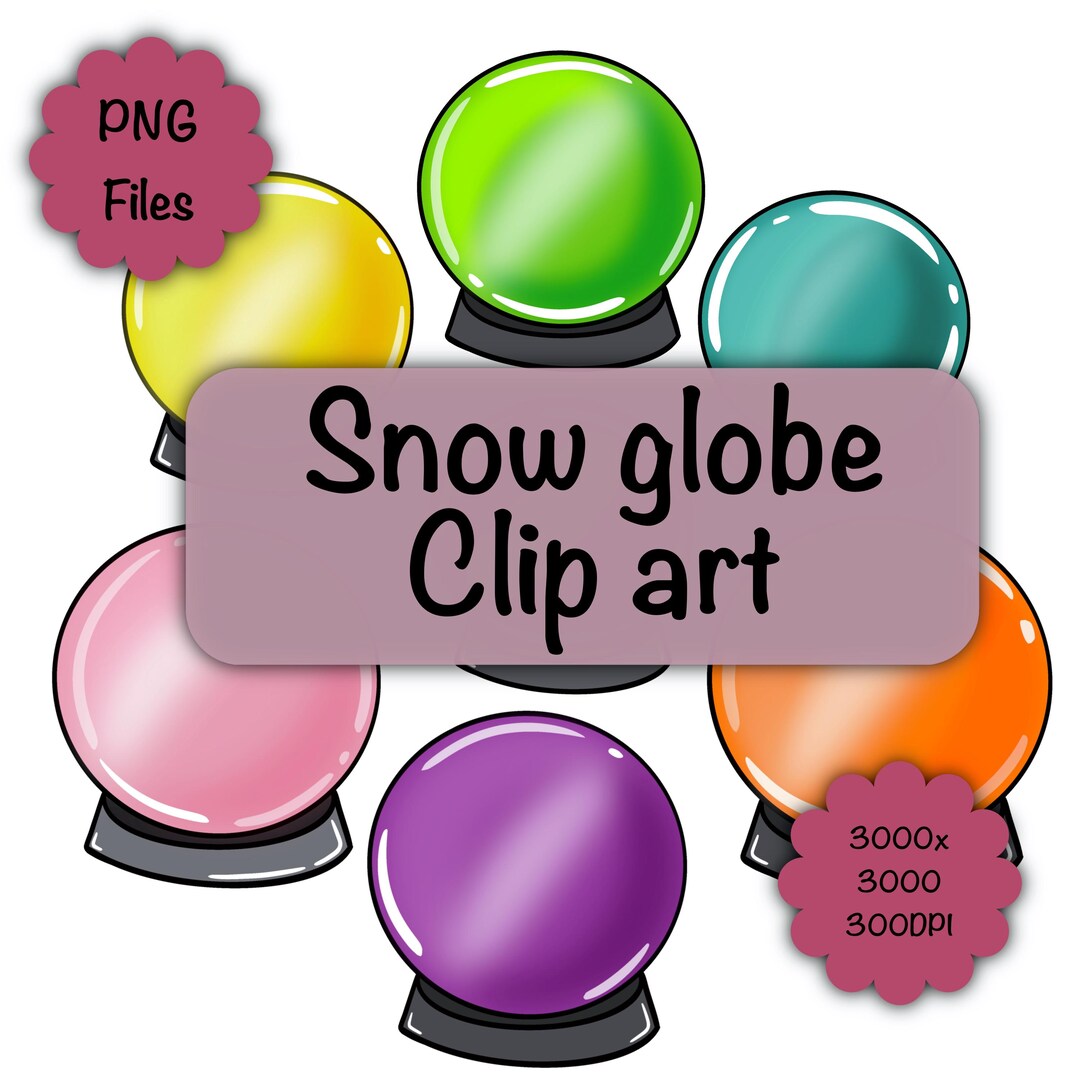 7 Colorful Snow Globes Clipart Solid Colors Christmas Snow Globes PNG ...