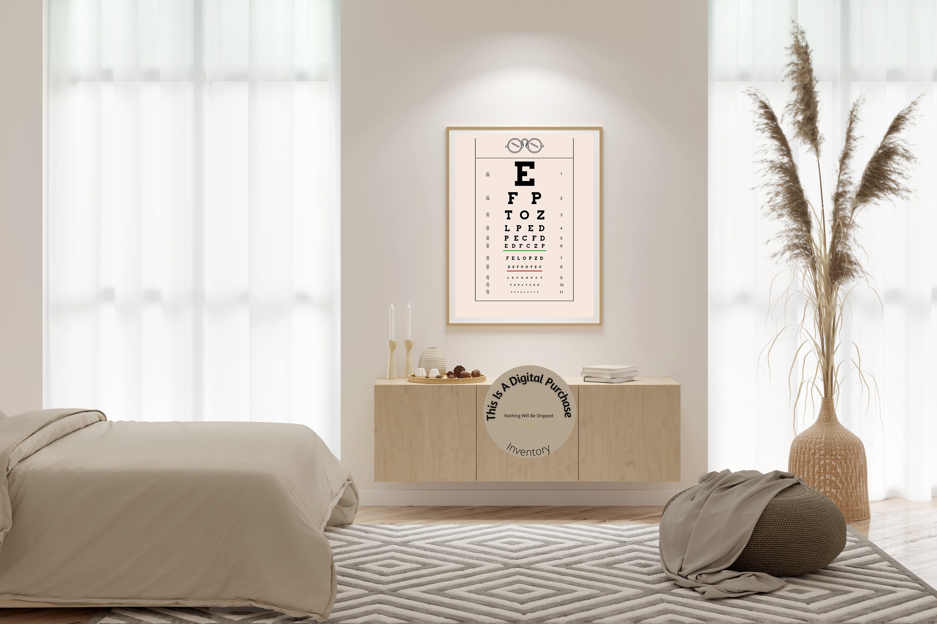 Eye Chart Poster Minimal Neutral Artwork Print, Vintage Eye Doctor ...