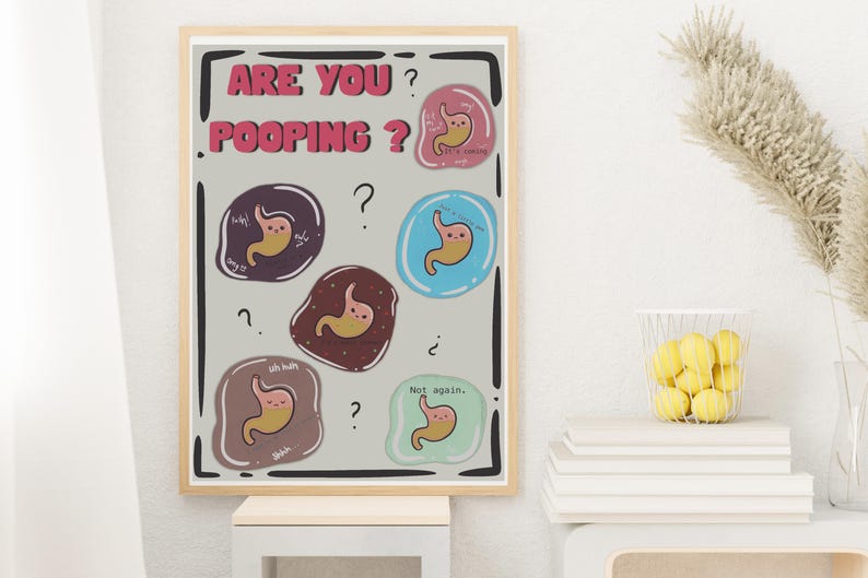 Are You Pooping Sign for Bathroom Kawaii Faces Picture of Different ...