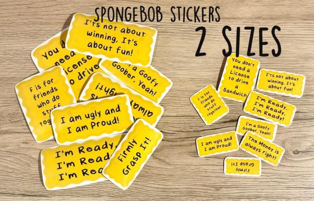 8pc Spongebob Quote Stickers Funny Journal Tags Happy Journal Words ...