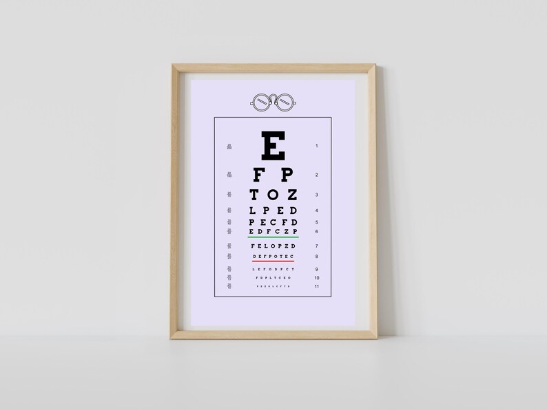 Eye Chart Poster Minimal Lavender Artwork Print Vintage Doctor Picture ...