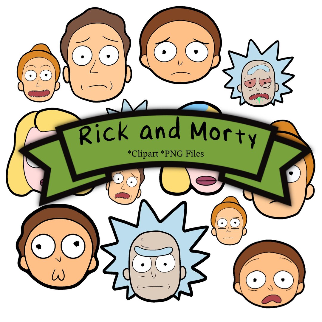 13 Rick and Morty PNG Files Clipart for DTF Shirt Printing Adultswim Icons MacBook Windows ...
