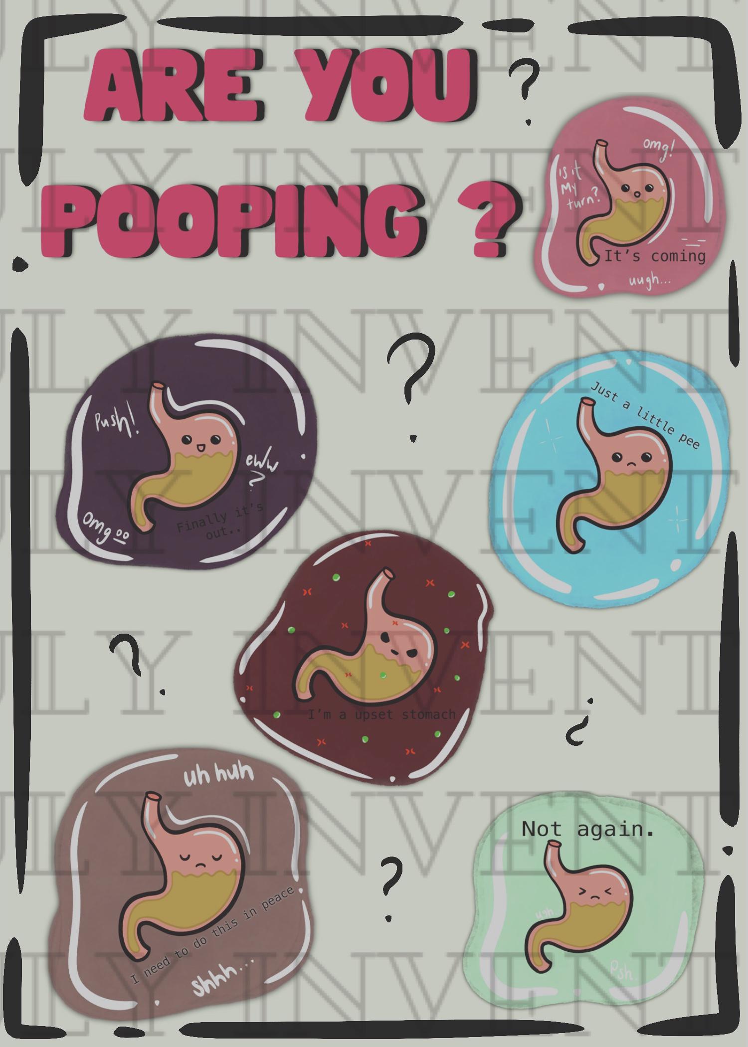 Are You Pooping Sign for Bathroom Kawaii Faces Picture of Different ...
