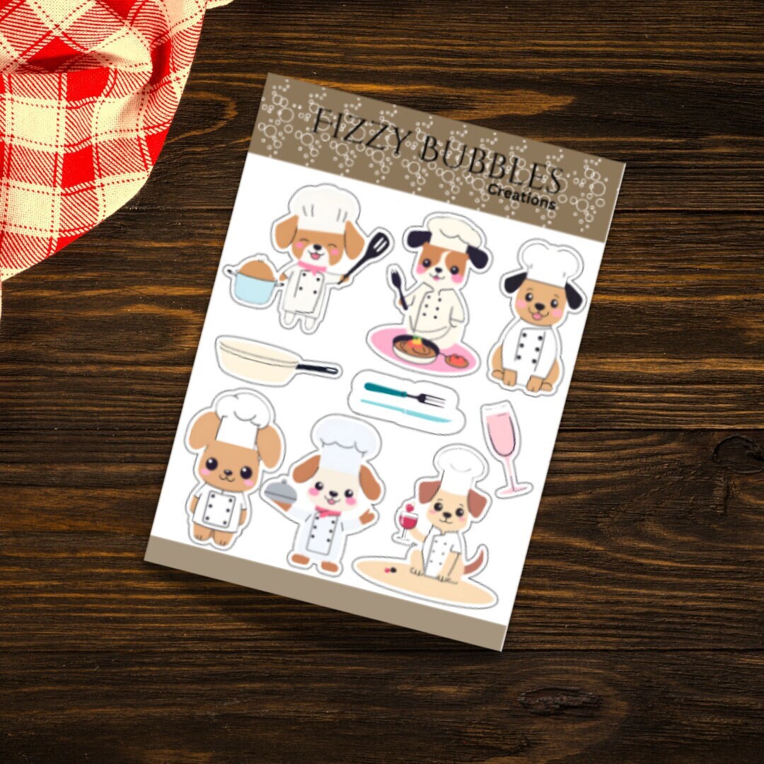 Chef Pups. Cute Kawaii Characters Sticker Sheet. Matte or Gloss ...