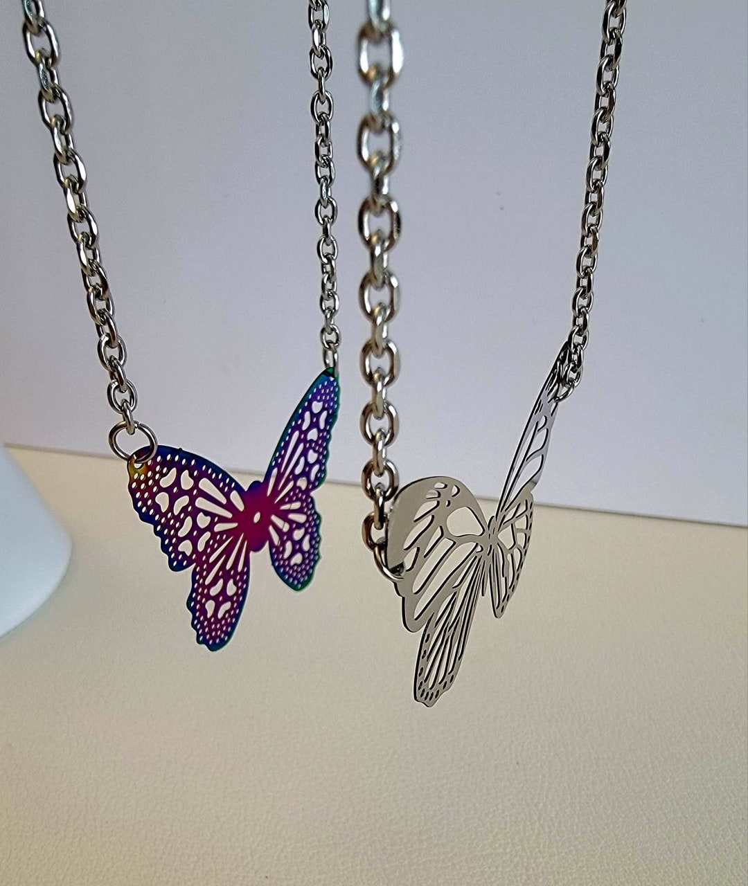 Stainless Steel Butterfly Necklace, Cable Chain, Monarch Butterfly ...