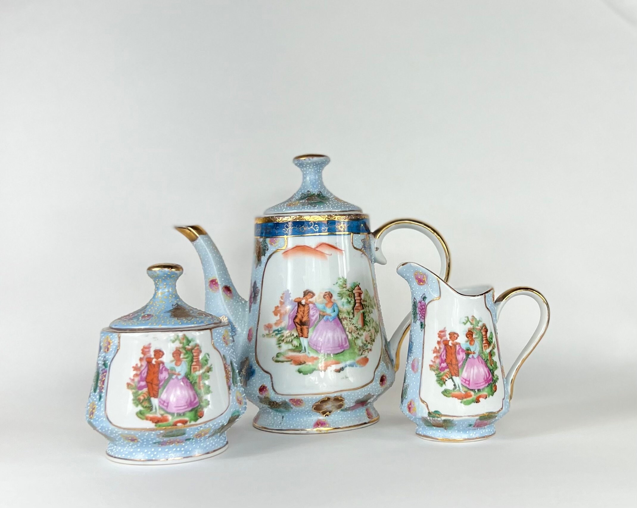 Vintage Tea Set, Victorian Style Three Piece Tea Set, Victorian Love ...