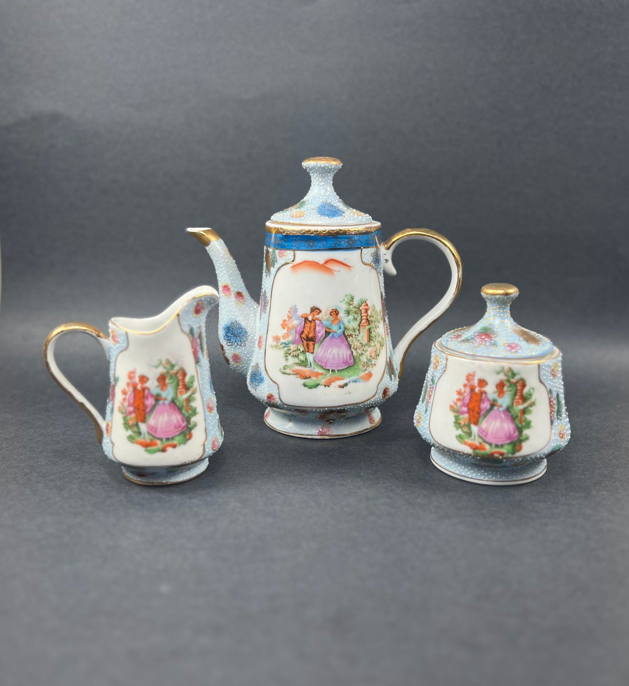 Vintage Tea Set, Victorian Style Three Piece Tea Set, Victorian Love ...