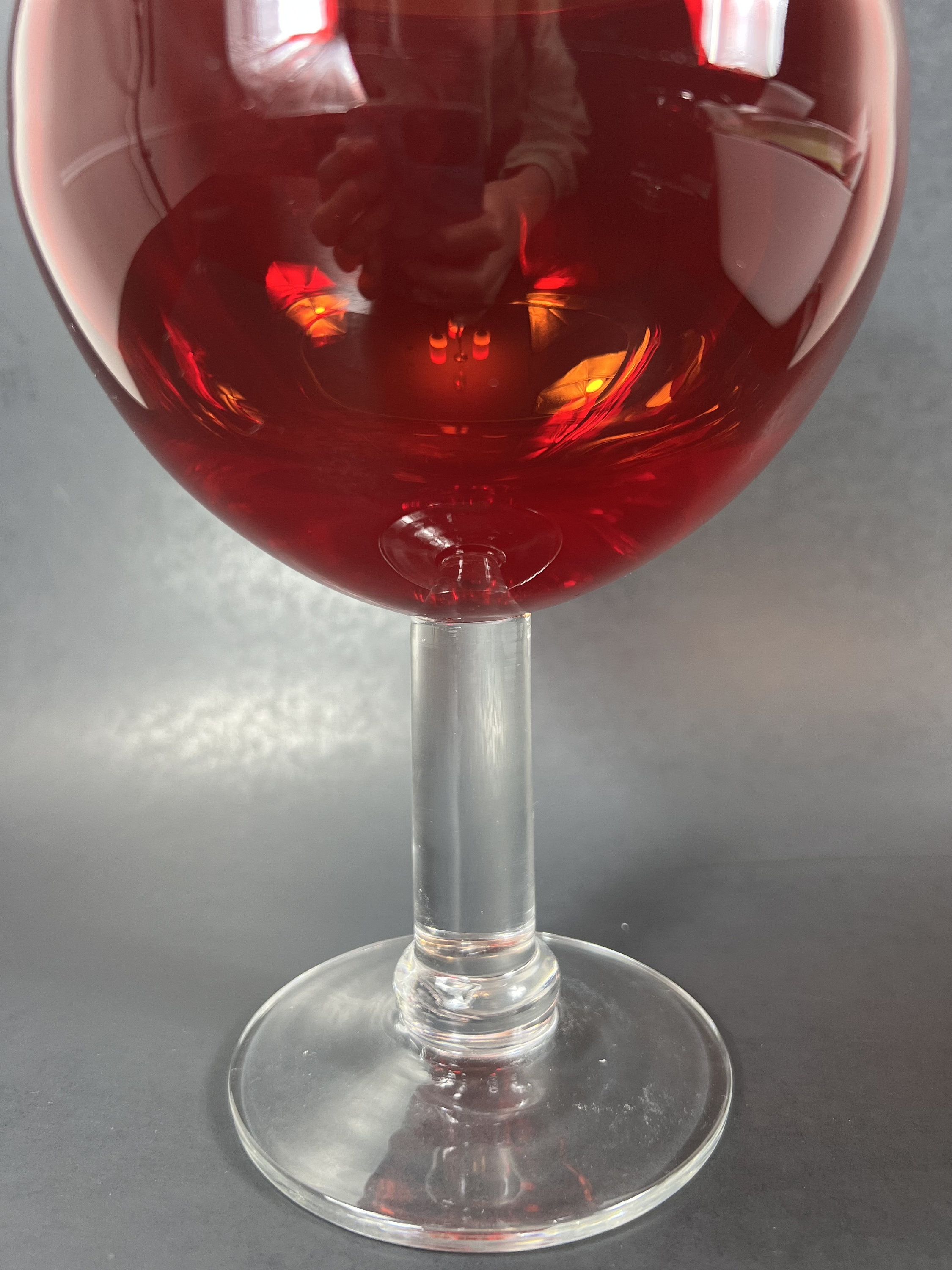 Vintage Wine Glasses, Stemware, Ruby Red Balloon Wine Glasses, Oversized Glasses, Colored ...