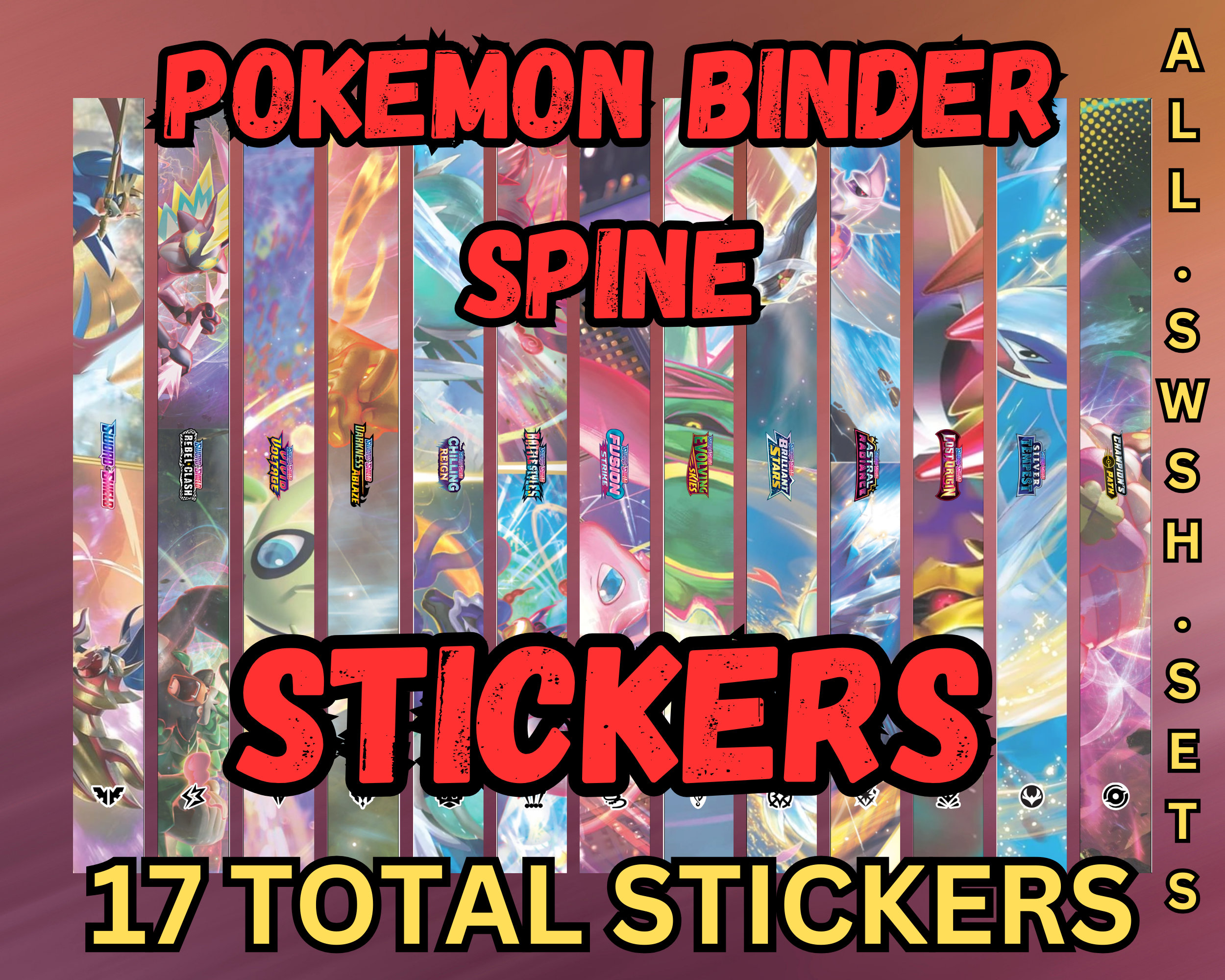 Pokemon Sword and Shield, SWSH Collection Binder Spine Set Sticker ...