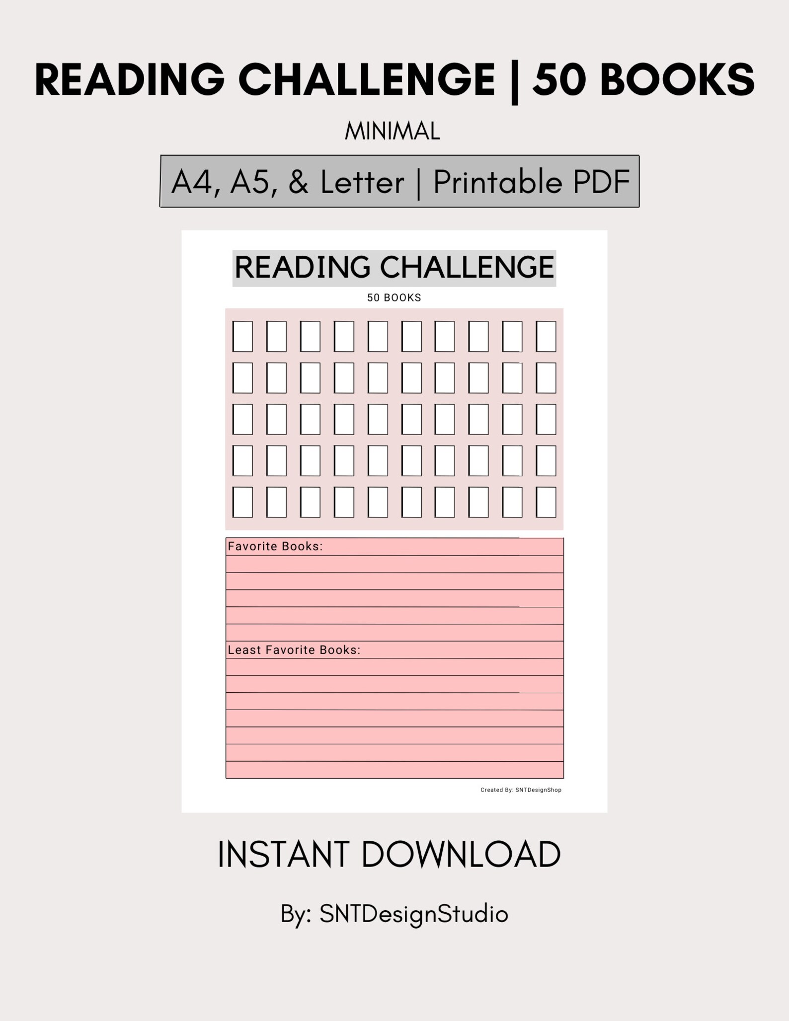 Book Journal Printable PDF, Pink, Reading Journal, Book Review, Book ...