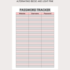 Password Tracker 5 Color Ways Printable PDF, Password Log, Security ...