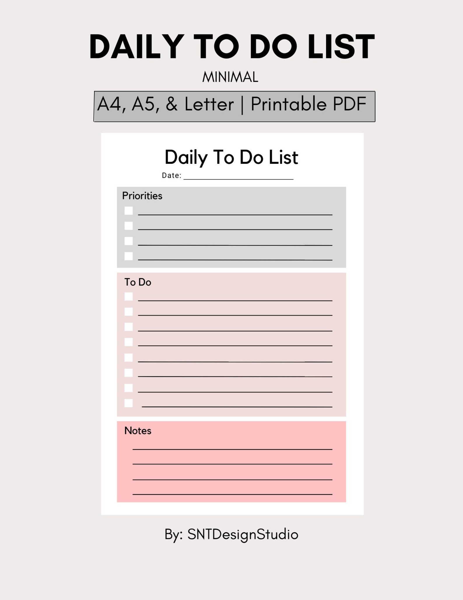Daily to Do List Printable PDF Task Checklist Productivity - Etsy