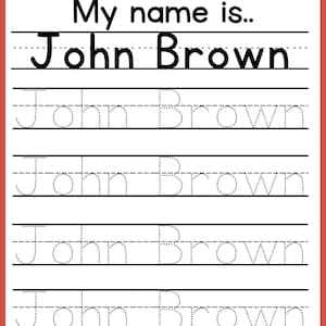 Personalized Name Tracing Worksheet - Etsy
