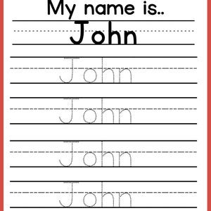 Personalized Name Tracing Worksheet - Etsy