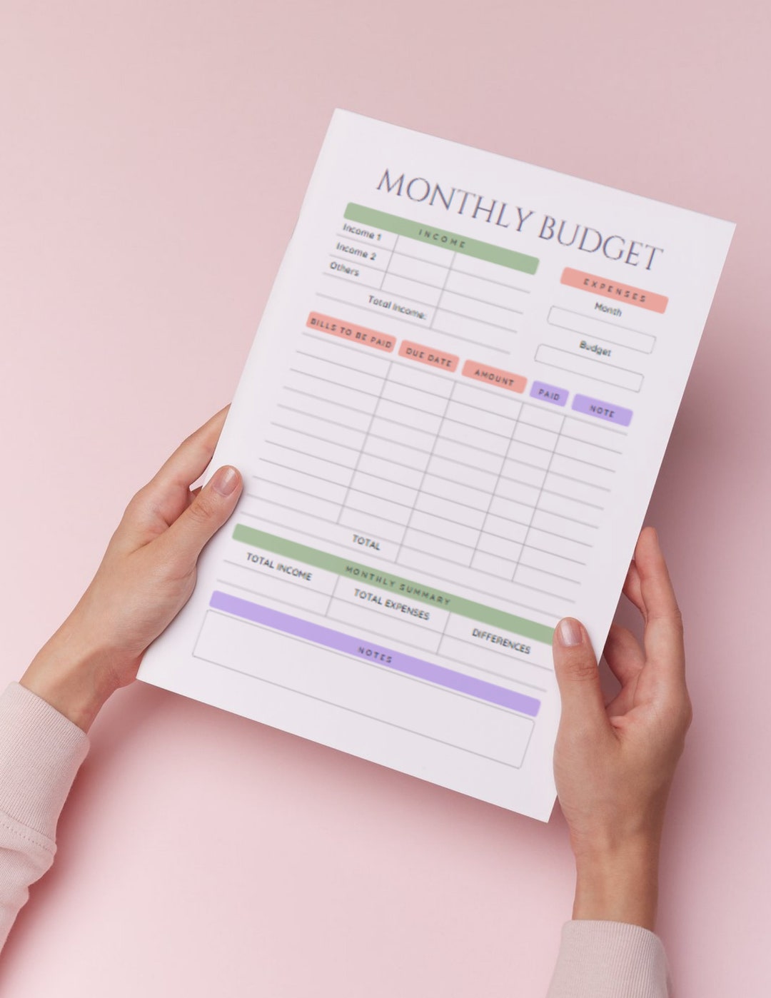 Colorful Monthly Budget Planner: Income, Expenses, Summary Pdf ...