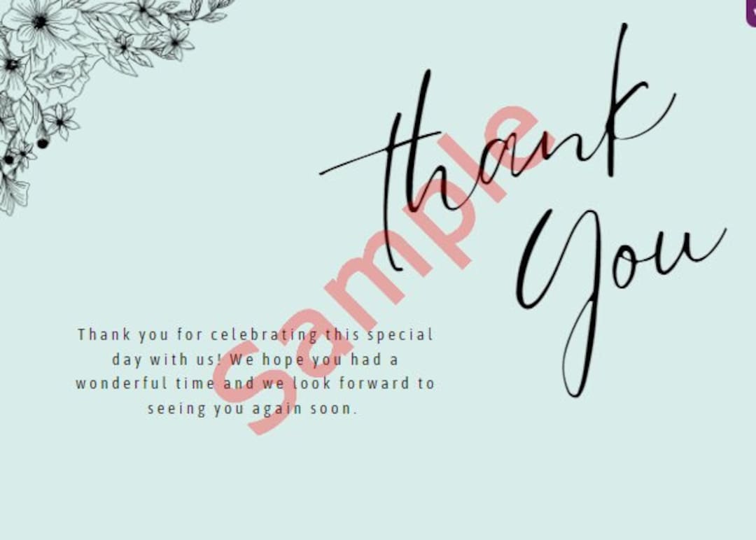 Thank You for Attending Our Wedding Card Thank You Card - Etsy