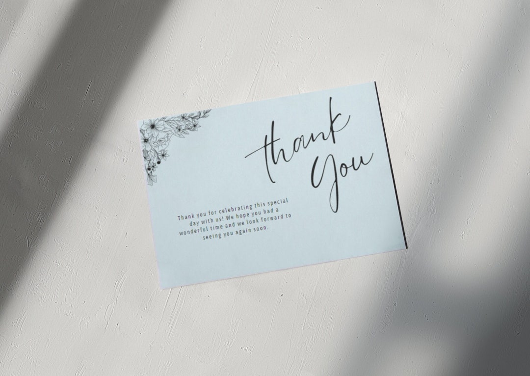 Thank You for Attending Our Wedding Card Thank You Card Floral Design ...