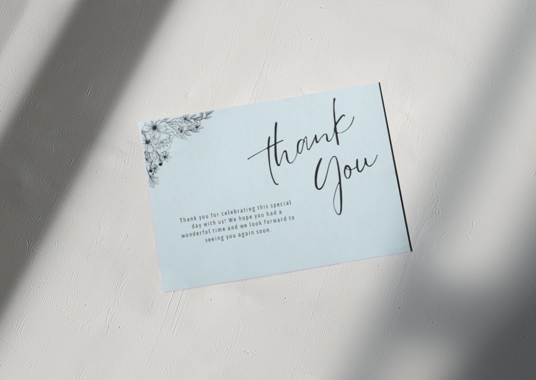 Thank You for Attending Our Wedding Card Thank You Card Floral Design ...