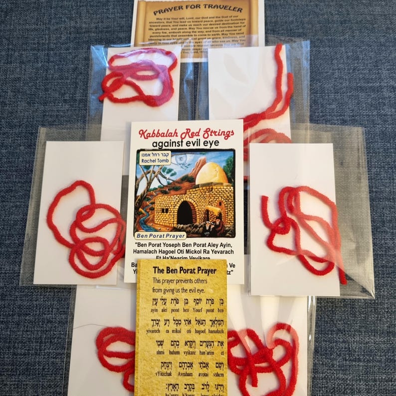 6 Red Kabbalah Strings, Jerusalem Ben Porat, Evil Eye Protection - Etsy