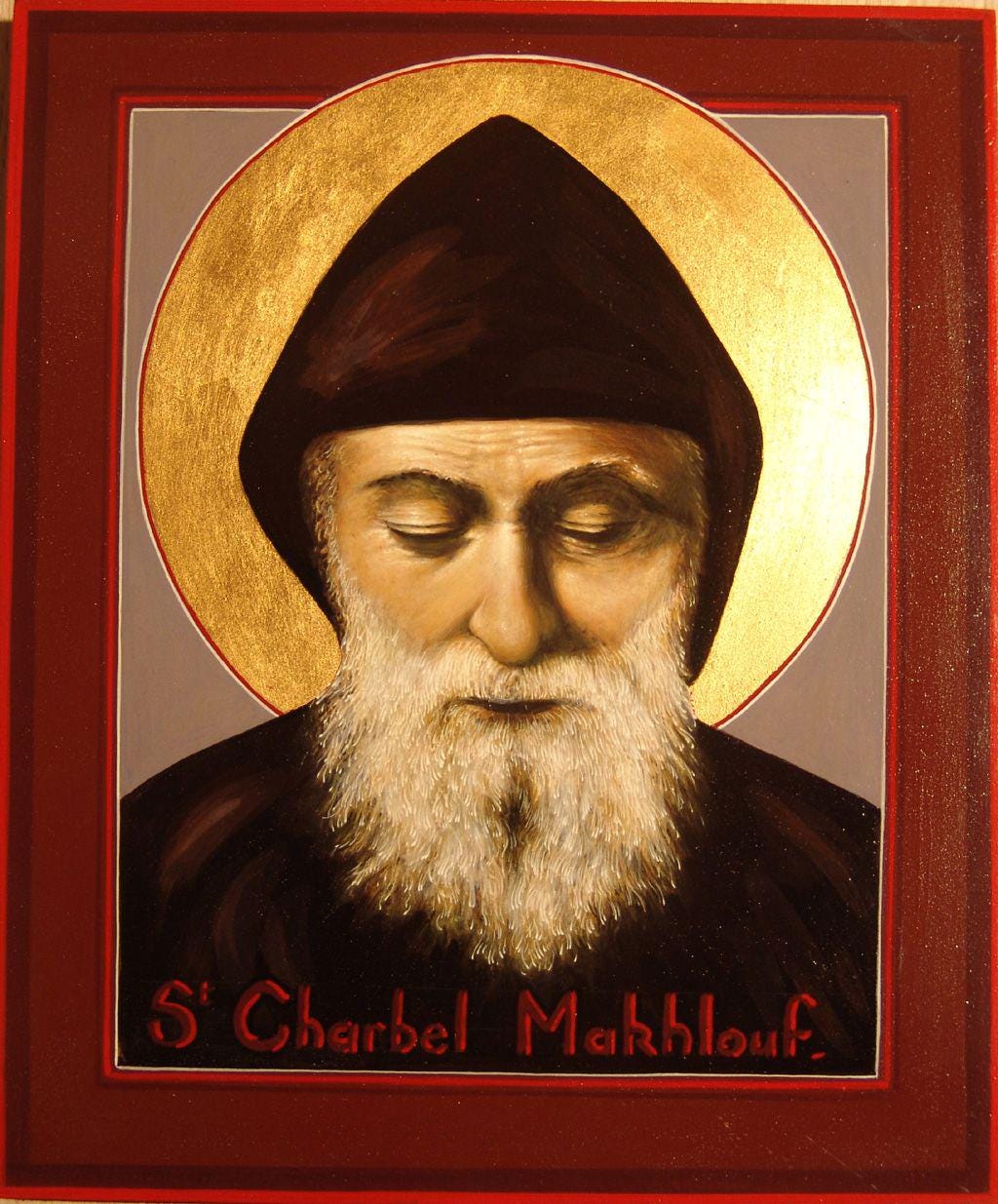 St. Charbel Blessed Pendant +cedar Anointing Oil+olive Wood Rosary+ ...