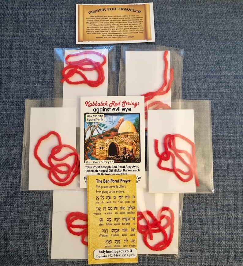 6 Red Kabbalah Strings, Jerusalem Ben Porat, Evil Eye Protection - Etsy