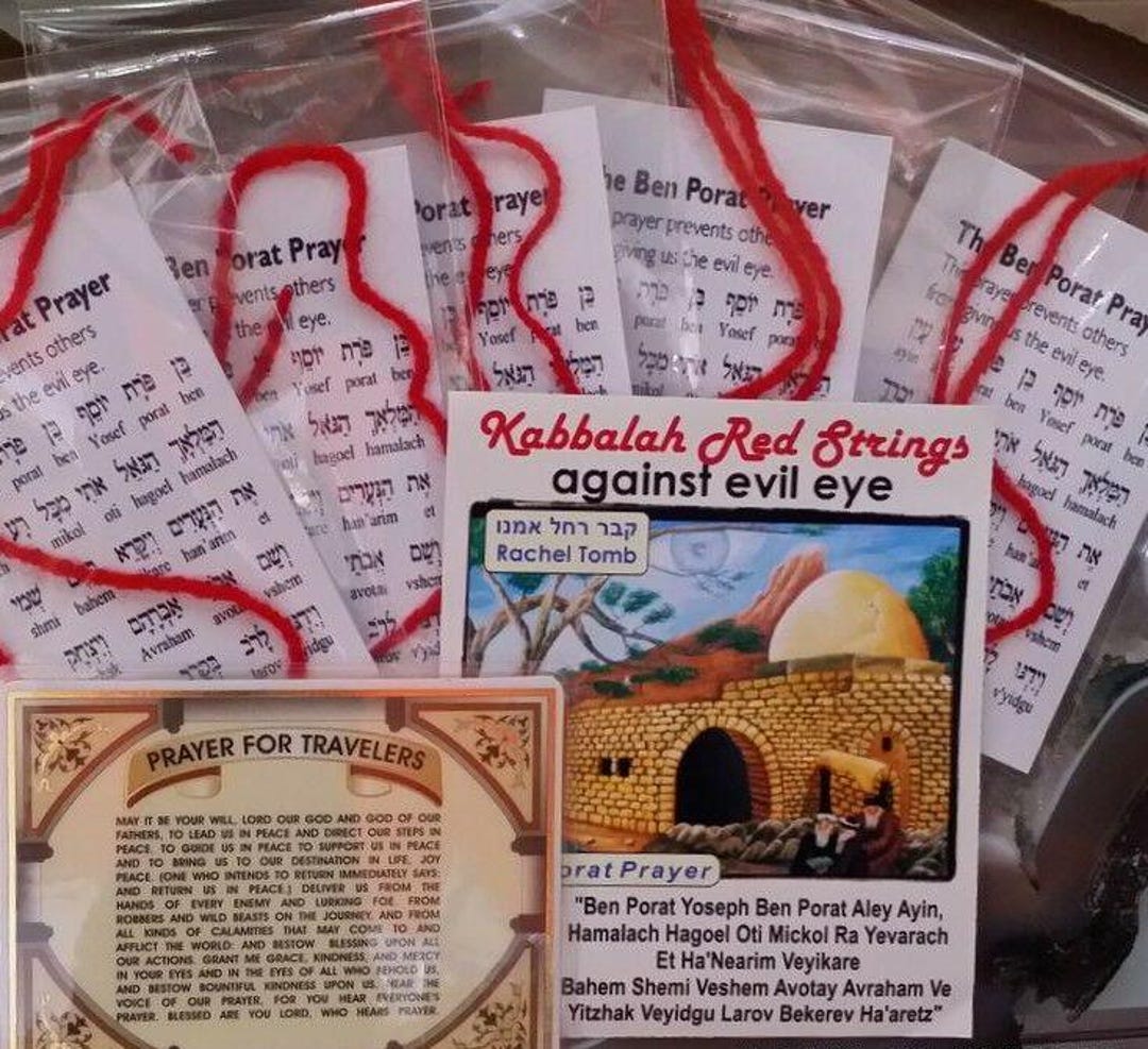 20 Kabbalah Red String Rachel Tomb Evil Eye, Ben Porat Yosef +wallet ...