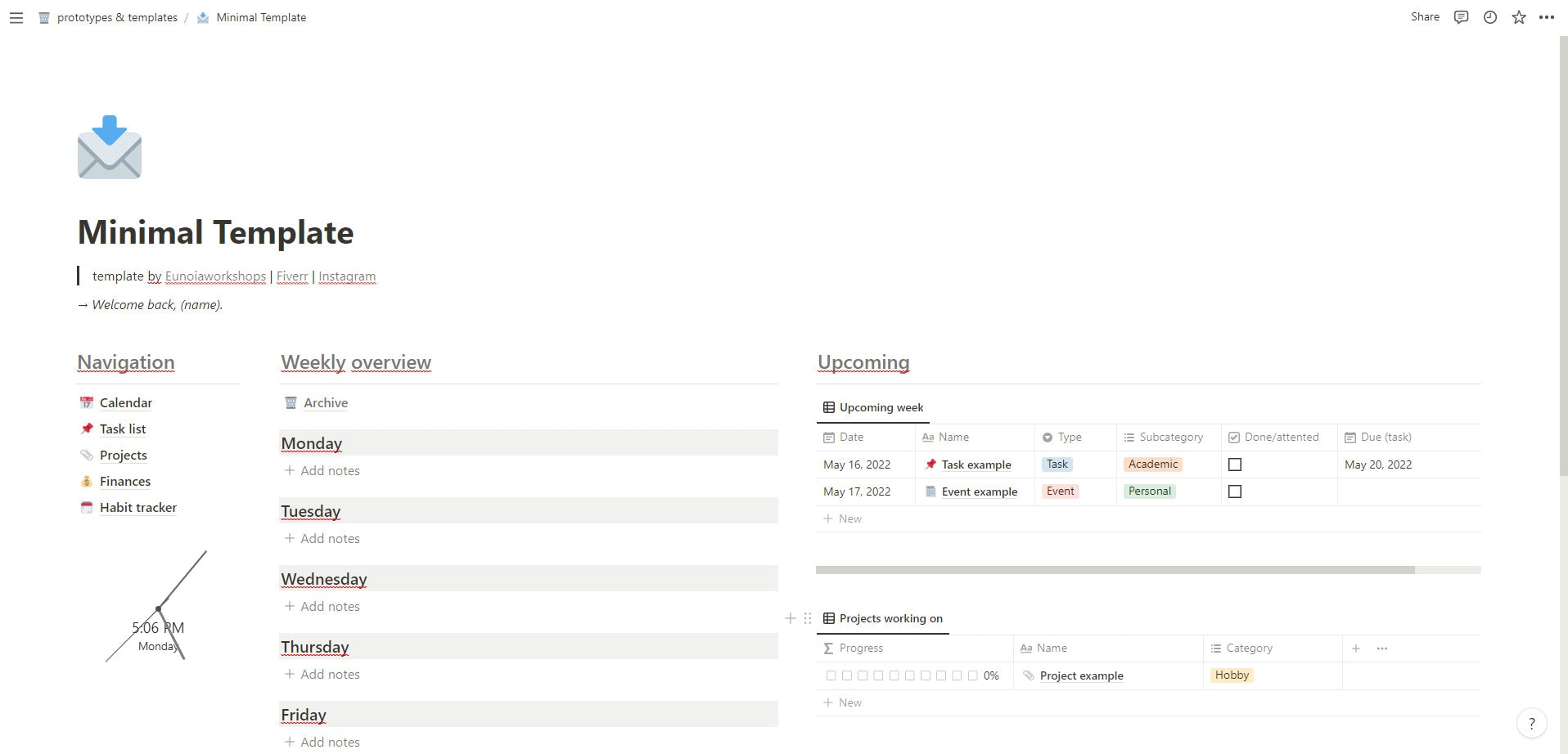 Notion Template (minimal) - Etsy