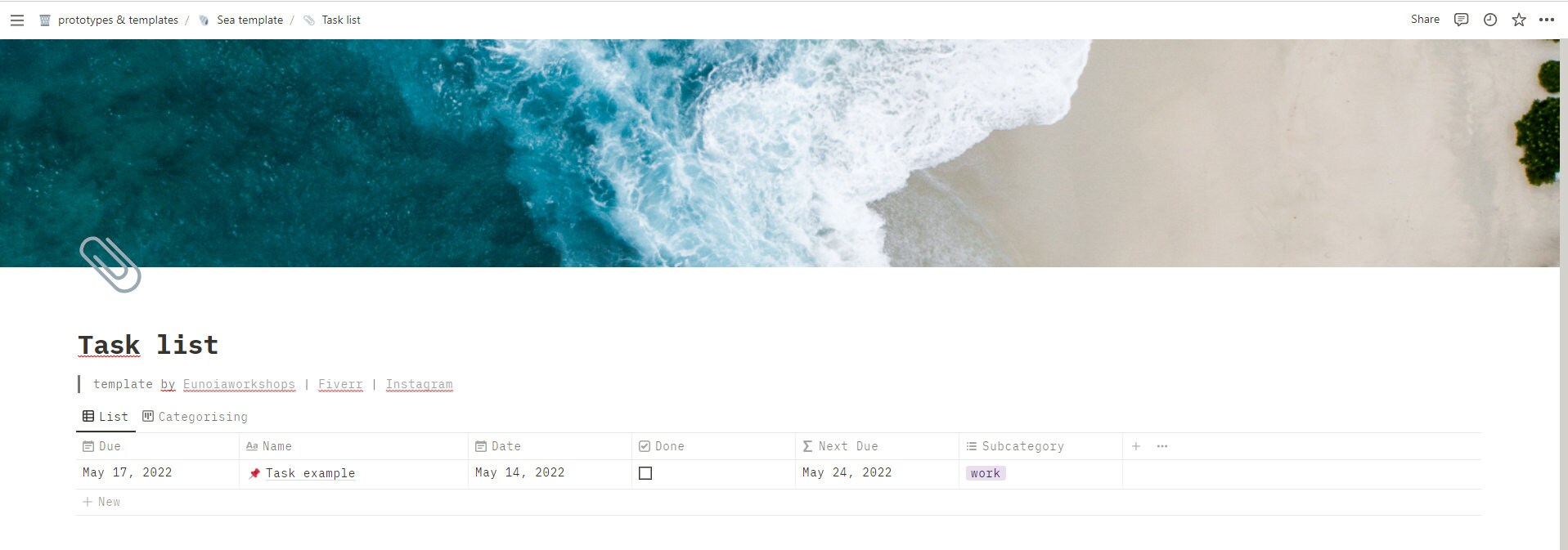 Notion Template sea Themed - Etsy