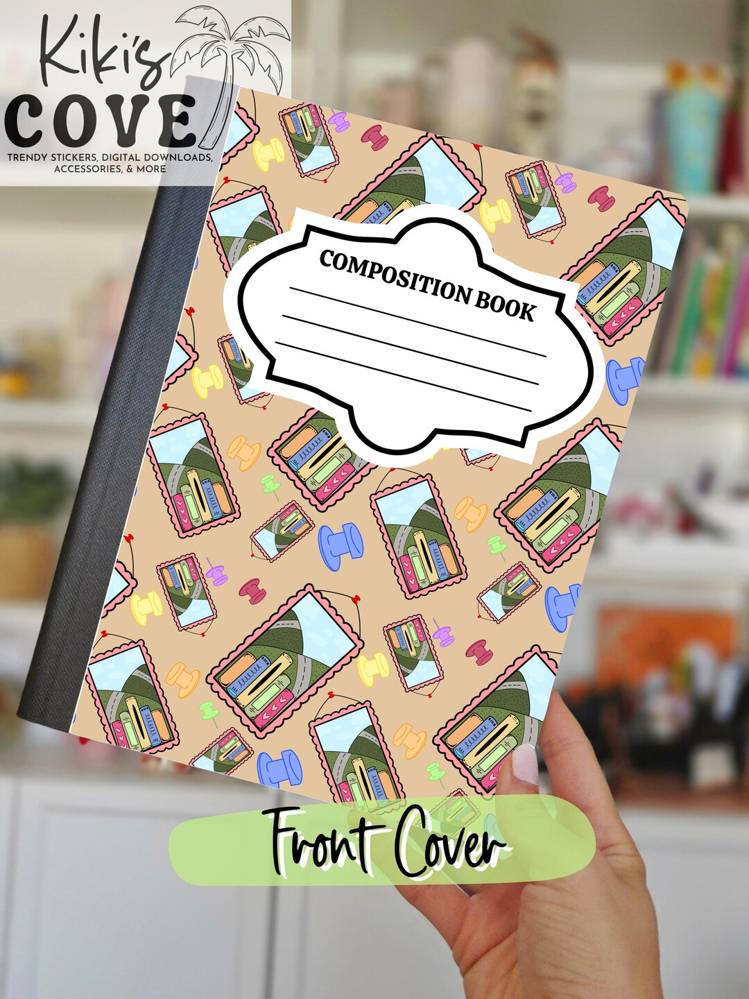 Printable Composition Notebook Cover PNG | Books Wall Hanging | Reading ...