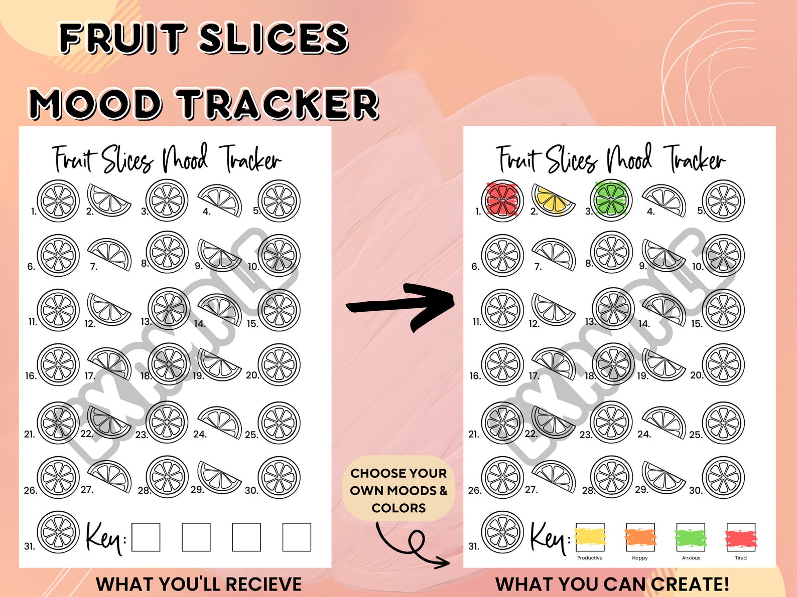 Citrus Fruit Slices Mood Tracker| A4, A5, Letter Sized| PDF | Bullet ...