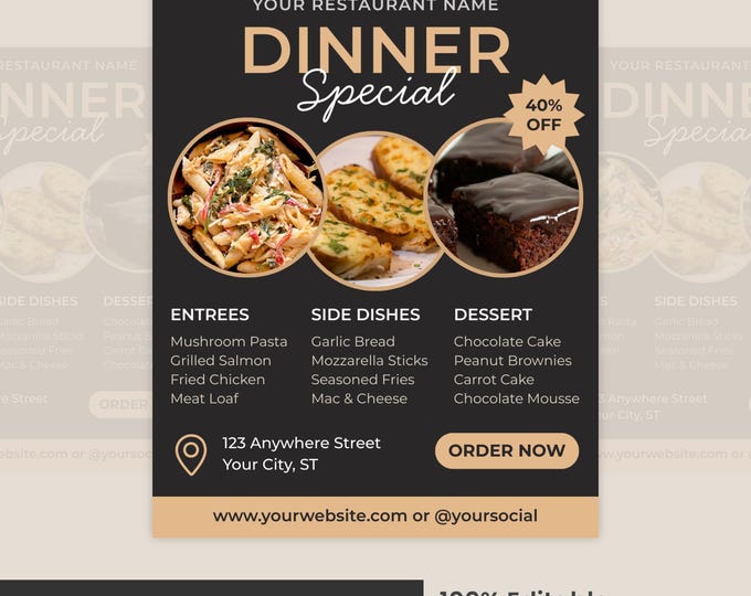 Printable Weekly Specials Flyer Template Editable Menu Flyer Restaurant ...