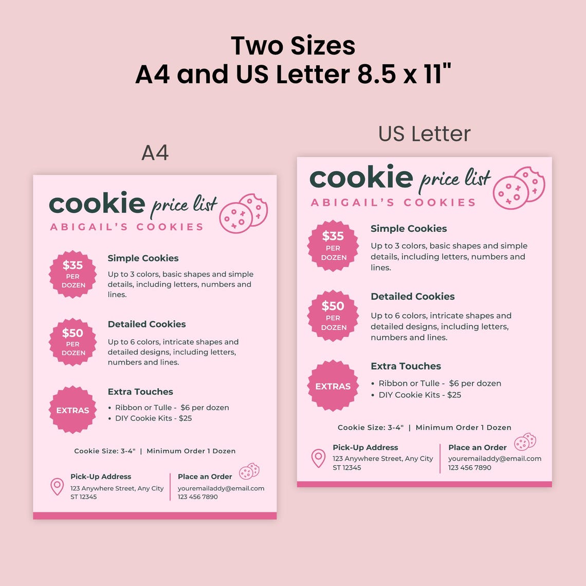 Cookie Price List Template, Cookie Business, Cookie Price Sheet, Custom ...