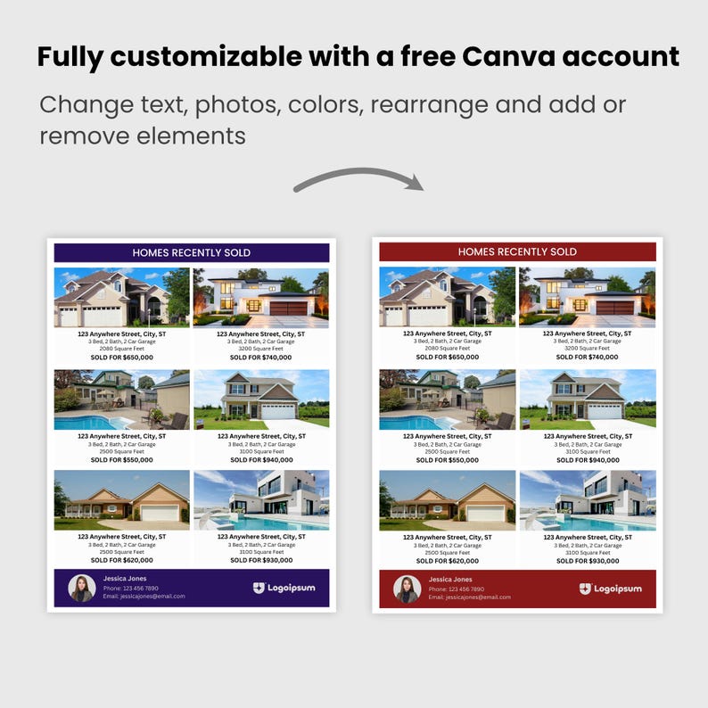 Real Estate Recently Sold Multiple Listings Flyer, Multi Listings Homes ...
