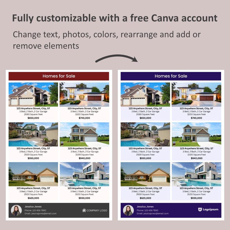 Multiple Listings Flyer, Multiple Homes for Sale Flyer, Real Estate ...