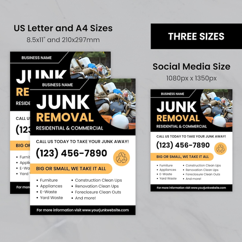 Junk Removal Service Flyer, Junk Hauling Business, Editable Canva ...
