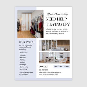Professional Organizer Flyer, Organizing Business, Editable Canva ...