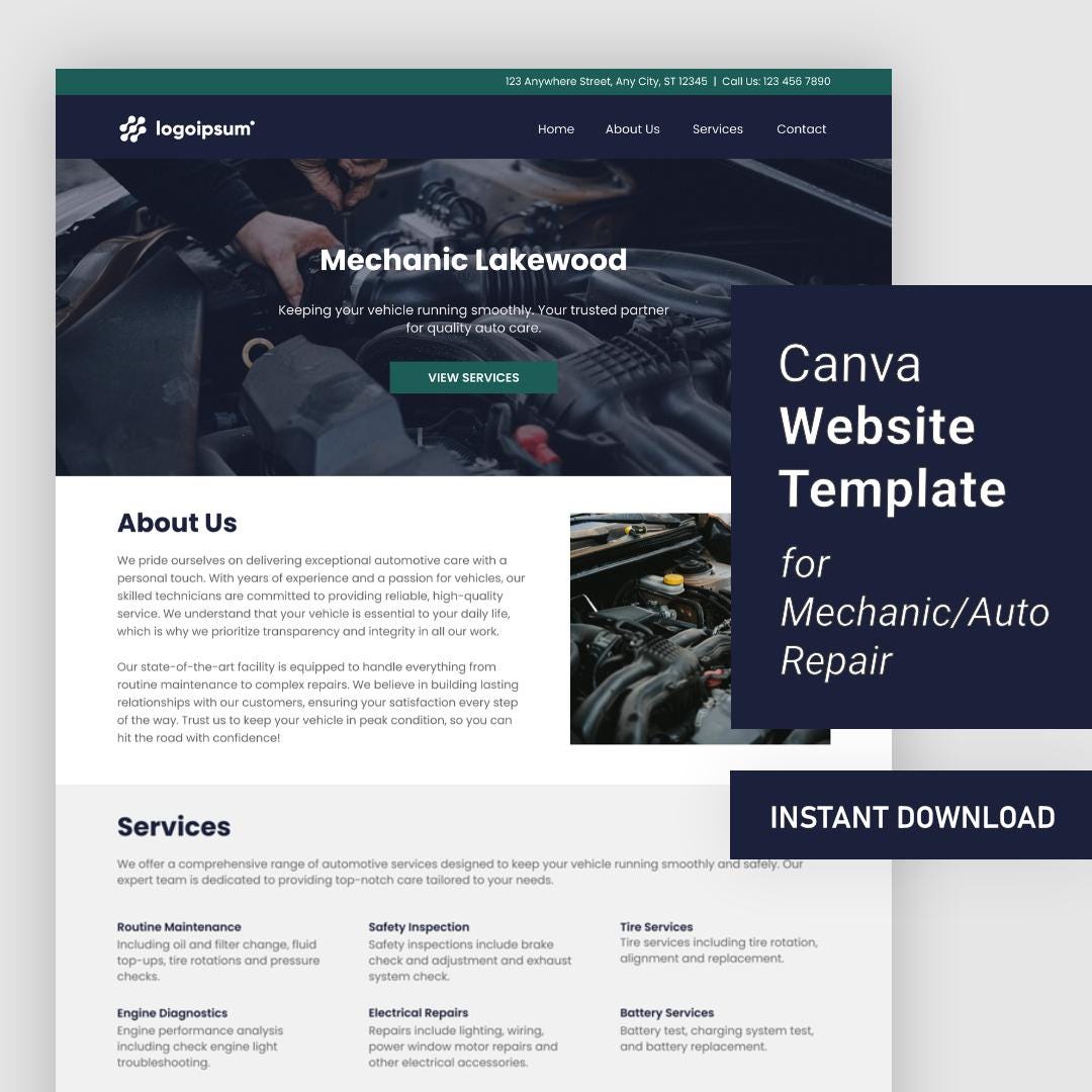 Canva Mechanic Website, Auto Repair Website, Car Repairs, Motor ...