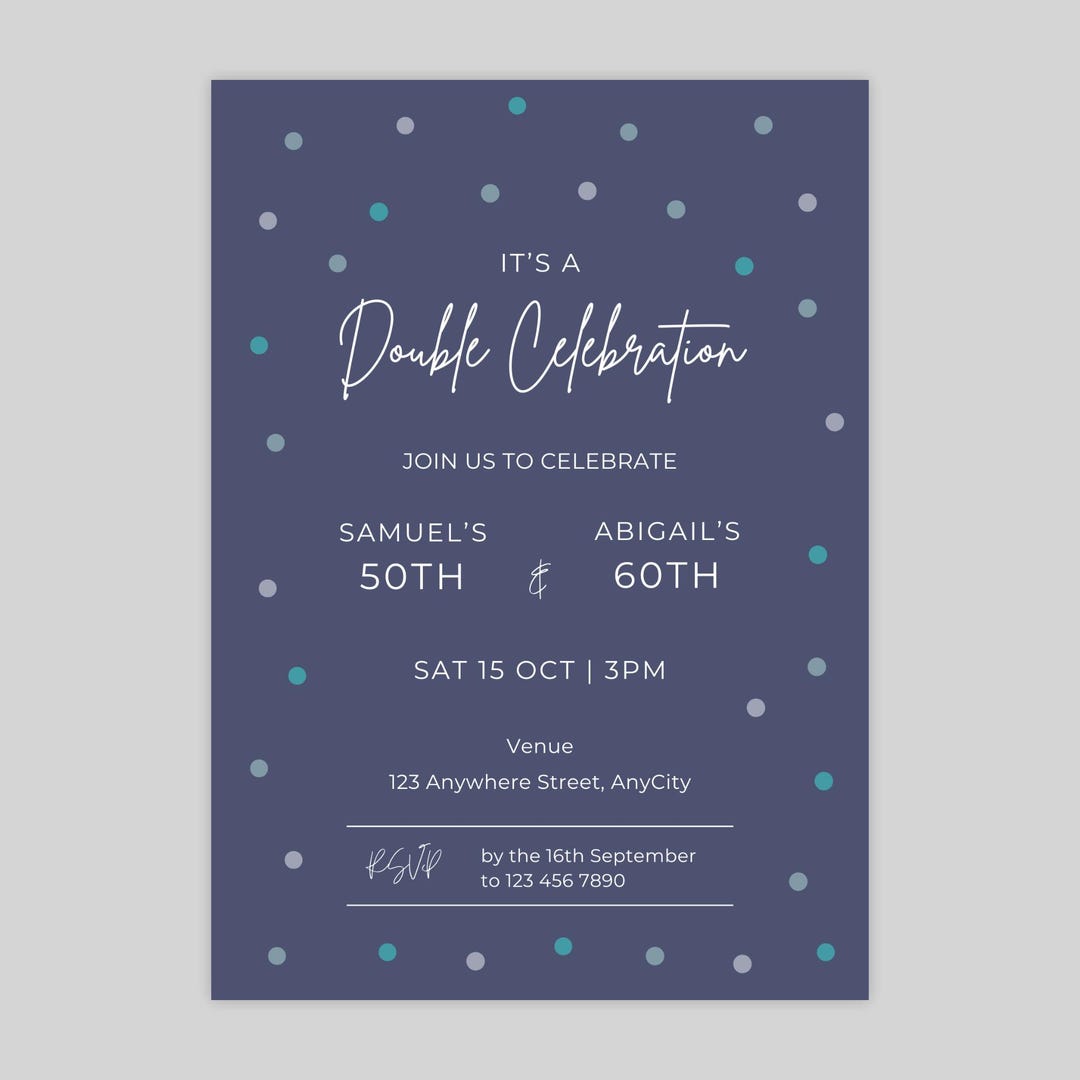 Joint Birthday Party Invitation, Adult, Editable Any Age, Double ...