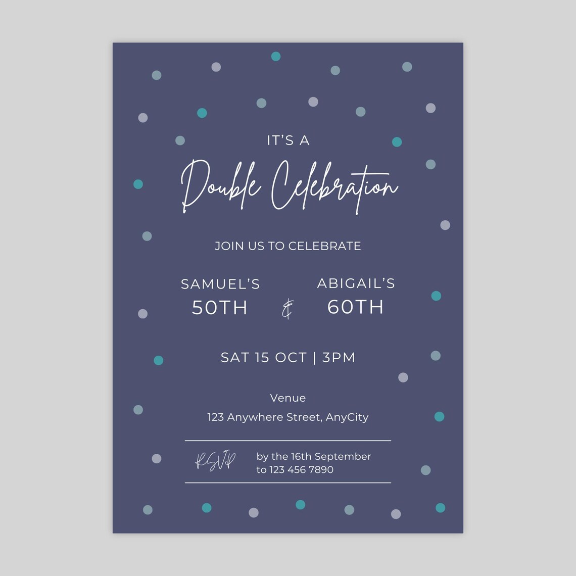 Joint Birthday Party Invitation, Adult, Editable Any Age, Double ...