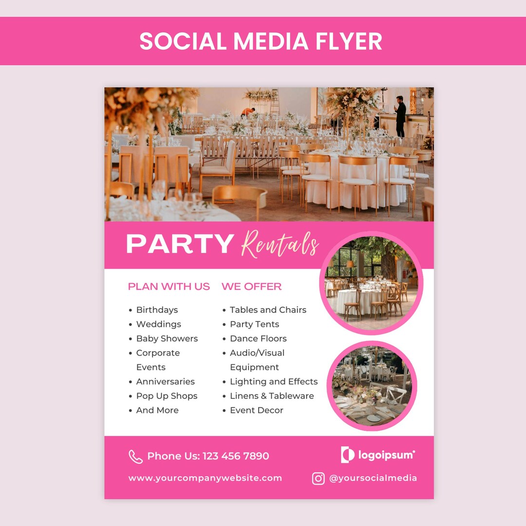 Party Rentals Flyer for Social Media Instagram, Party Equipment, Event ...