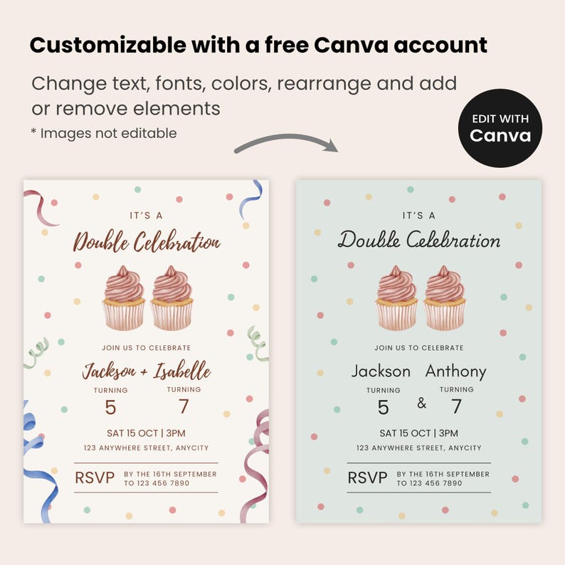 Joint Birthday Party Invitation, Double Birthday Party Invitation, Coed ...